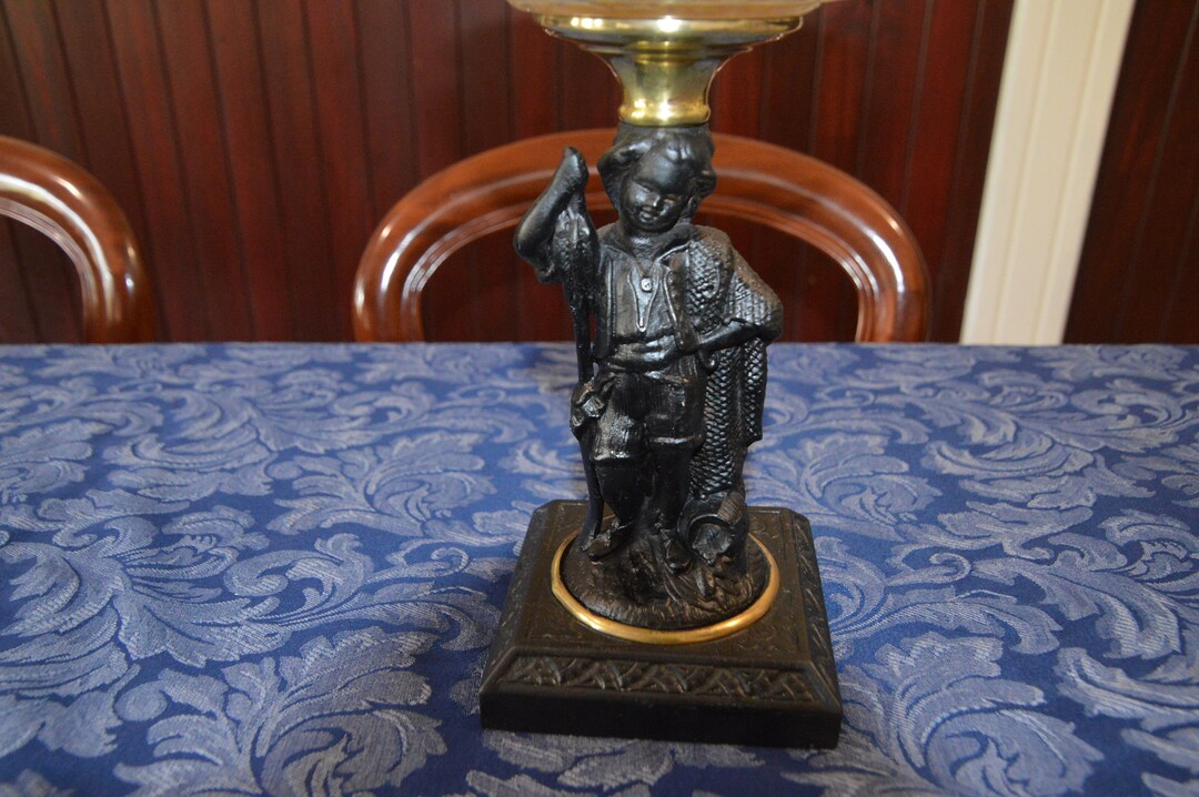 An Antique Bronze Based Child Figure Oil Lamp - Etsy