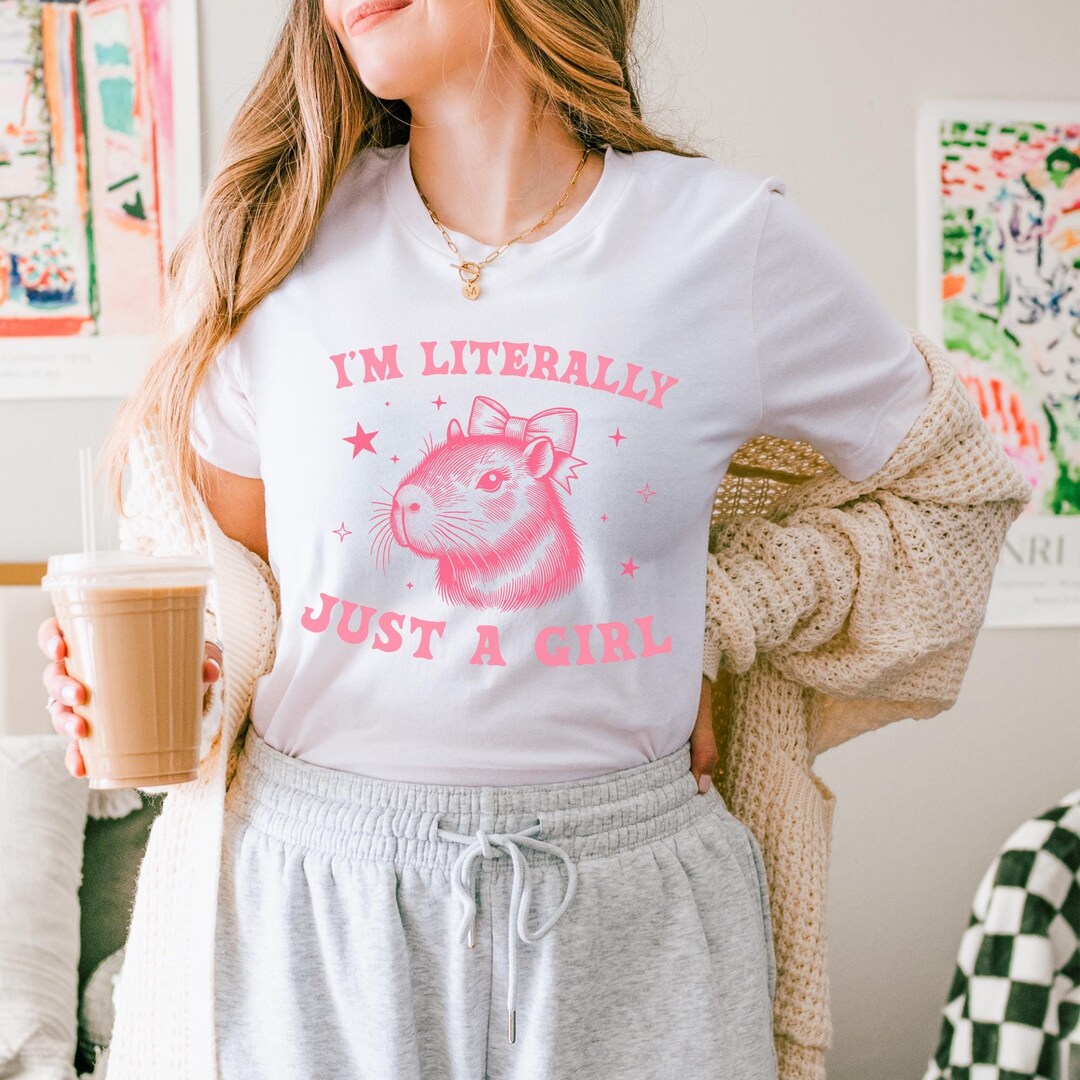 I'm Literally Just A Girl Capybara Shirt, Funny Retro Capybara Shirt ...