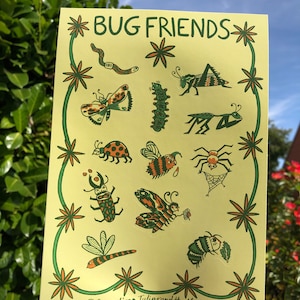 Bug Friends Sticker Sheet (A5) , Insect, Butterfly, Moth, Bee - Etsy