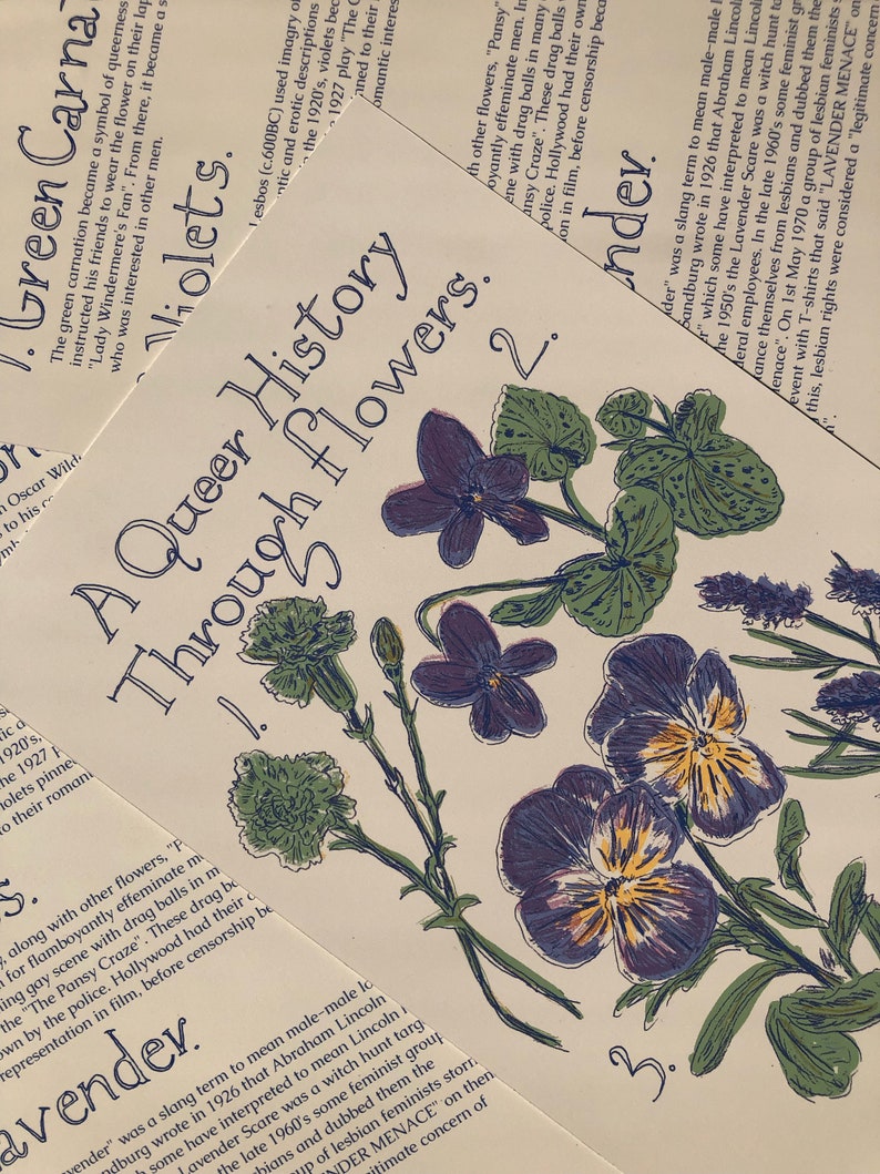 A Queer History Through Flowers Botanical Print Double Sided - Etsy