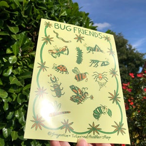 Bug Friends Sticker Sheet (A5) , Insect, Butterfly, Moth, Bee - Etsy