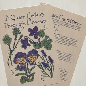 A Queer History Through Flowers Botanical Print Double Sided - Etsy