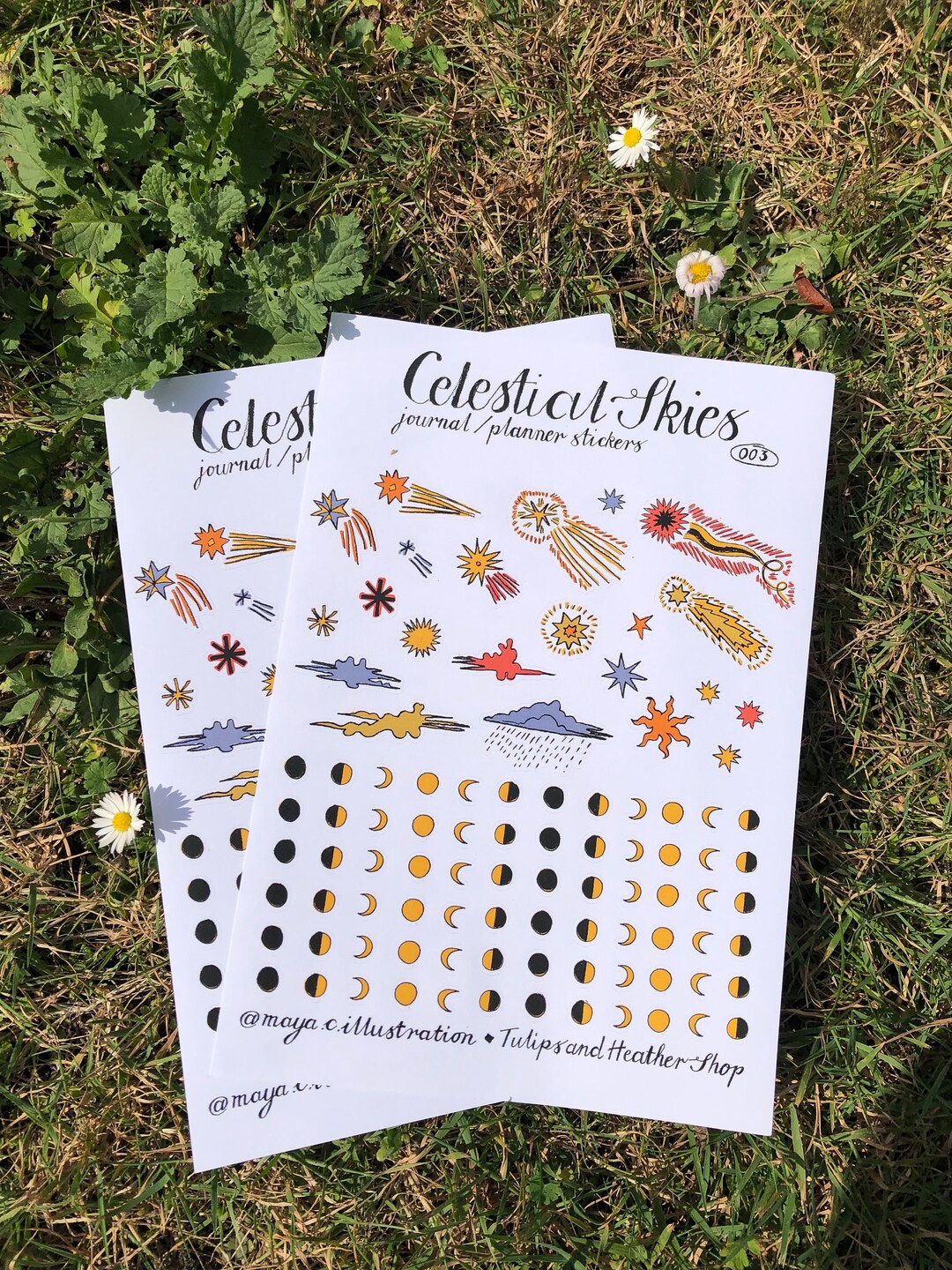 Sticker Sheet “celestial Skies” for Journals and Planners, A5 Paper ...