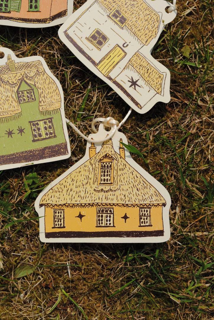 Illustrated Paper Garland - Thatched Cottage/ Home /house - Etsy