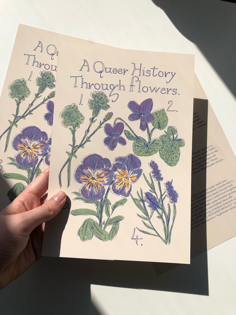 A Queer History Through Flowers Botanical Print Double Sided - Etsy