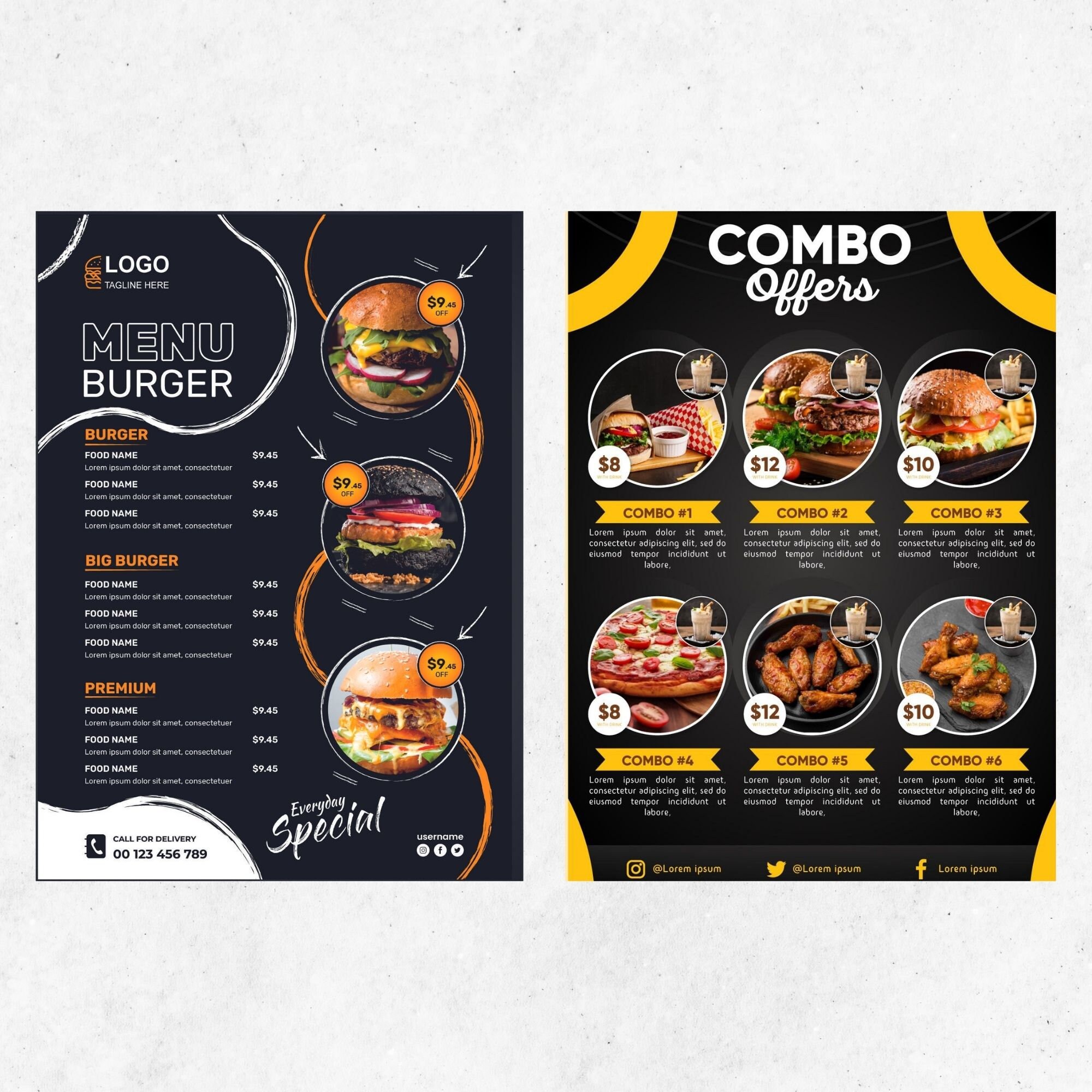 Custom Food Menu Custom Restaurant Menu Custom Bakery Menu Custom Cafe ...