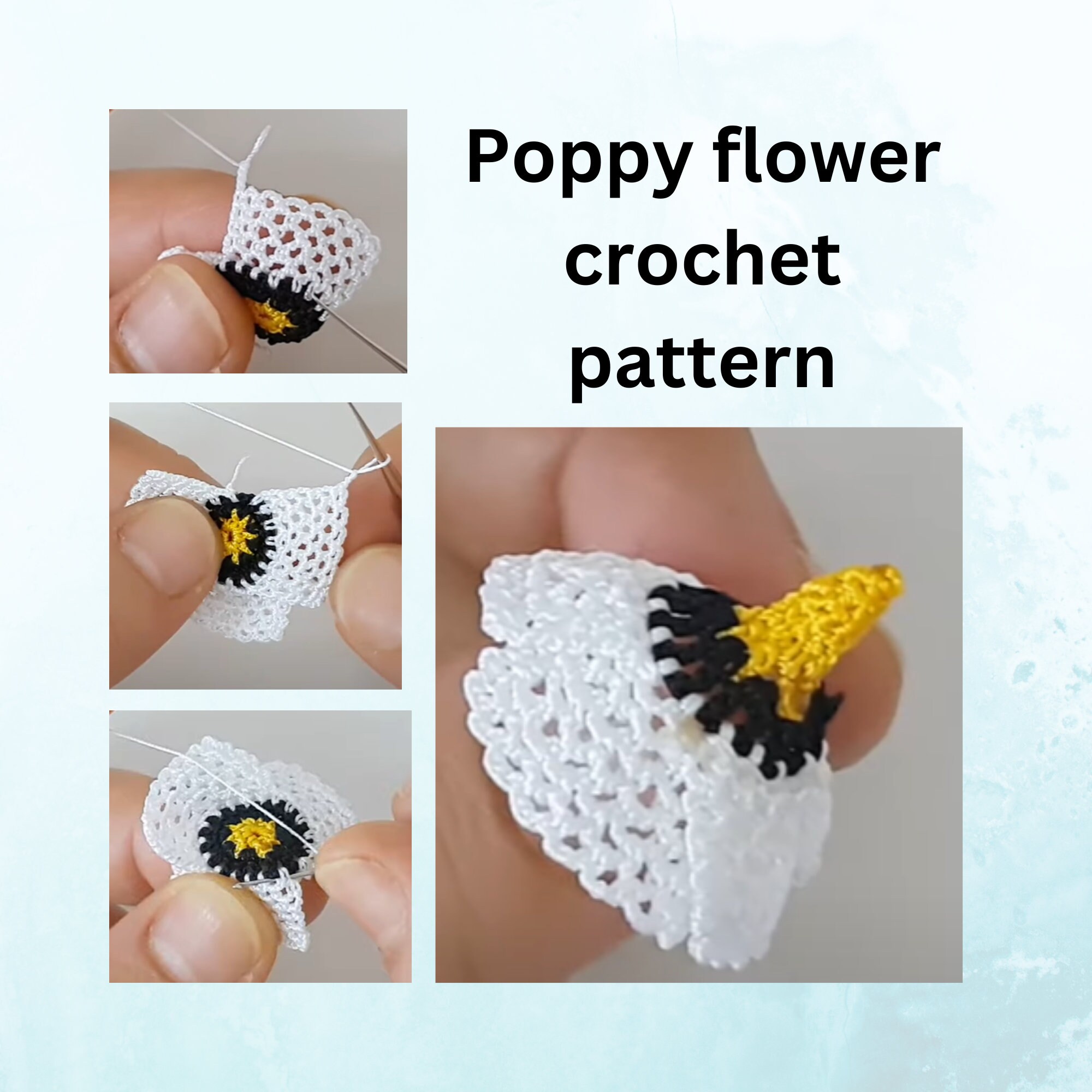 Red Crochet Poppy Flower Pattern , Wild Red Flower Lariat, Crochet ...