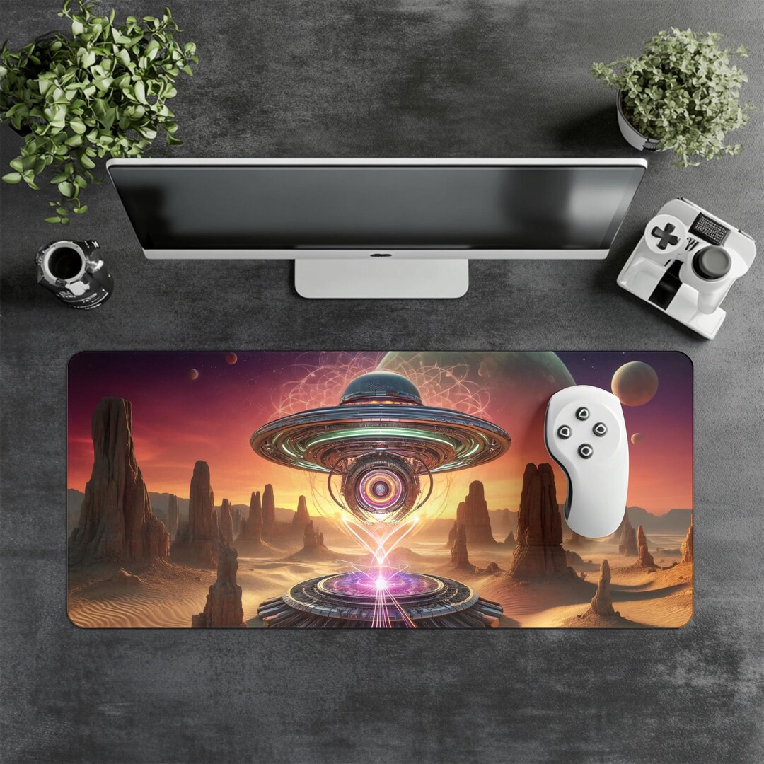 Sci-fi Spaceship UFO Gaming Mouse Pad Futuristic Cockpit Desk Mat Large ...