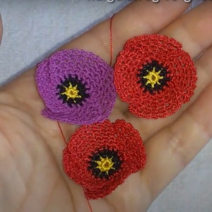 Red Crochet Poppy Flower Pattern , Wild Red Flower Lariat, Crochet ...