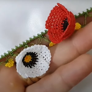 Red Crochet Poppy Flower Pattern , Wild Red Flower Lariat, Crochet ...