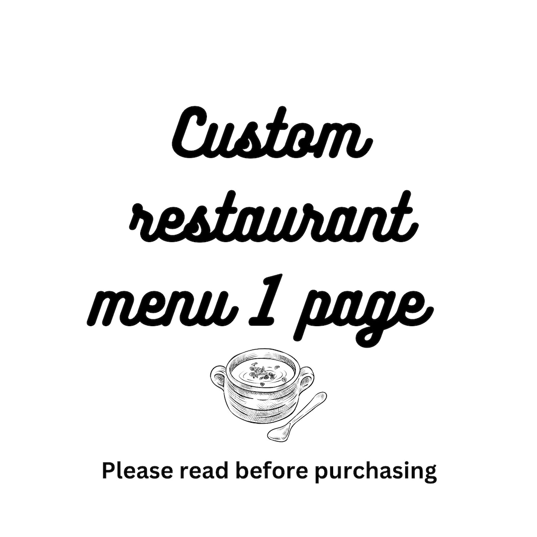 Custom Food Menu Custom Restaurant Menu Custom Bakery Menu Custom Cafe ...