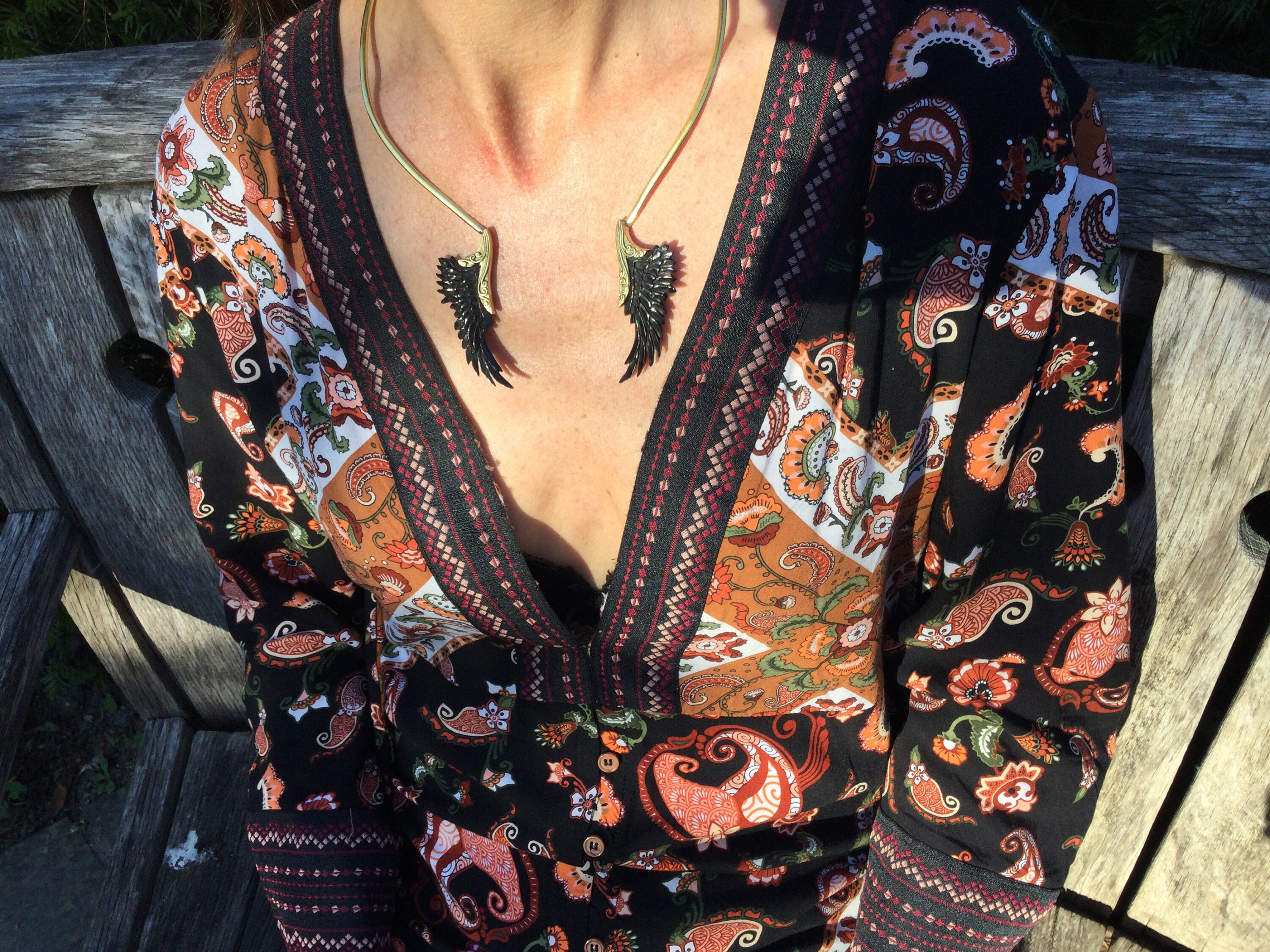 Buffalo Horn Angel Wing Torque Collar Necklace Bohemian - Etsy