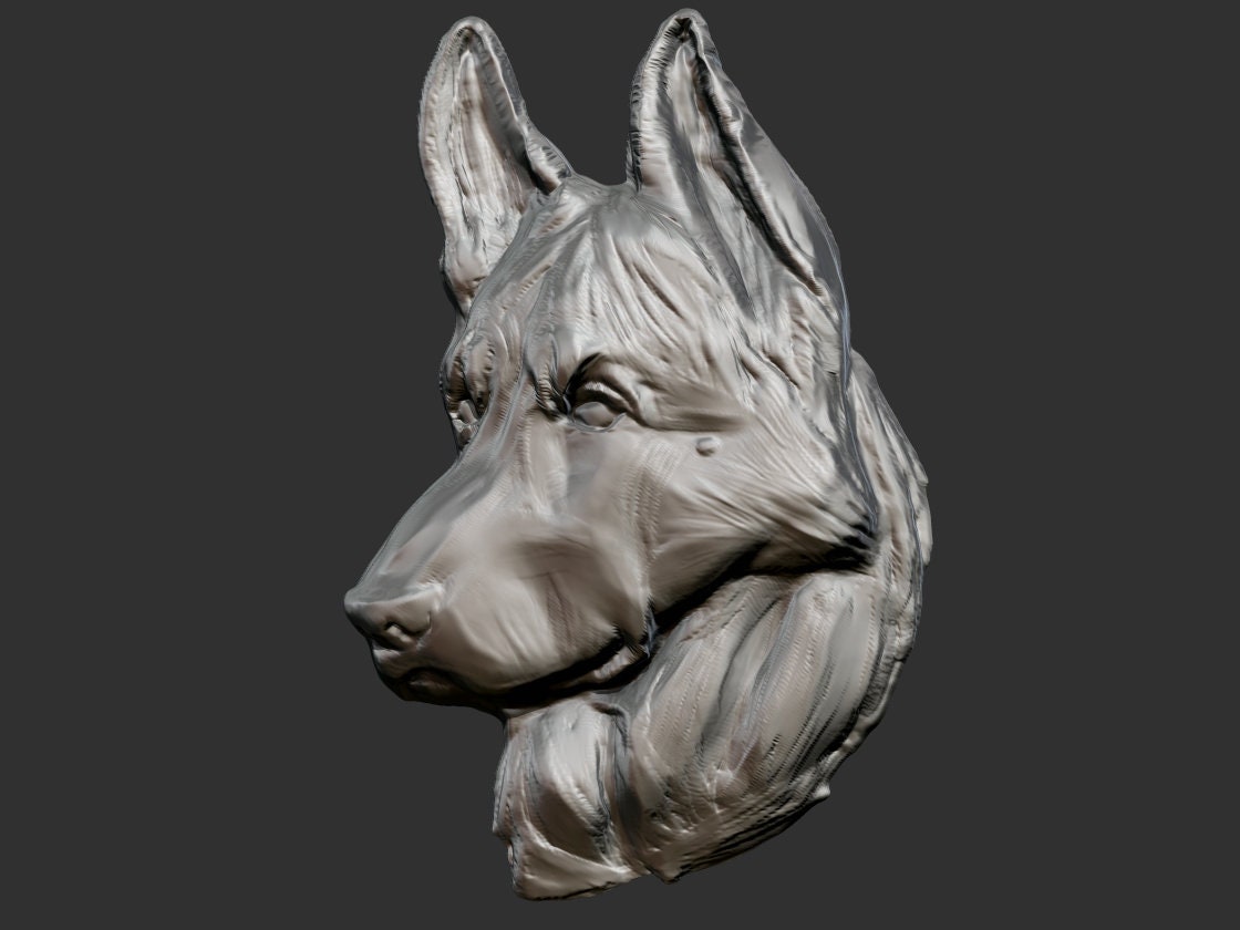 German Shepherd 3D Head Relief Sculpture 3D Model .STL - Etsy