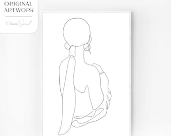 Woman Back Drawing Female Art Print One Line Art Printable - Etsy