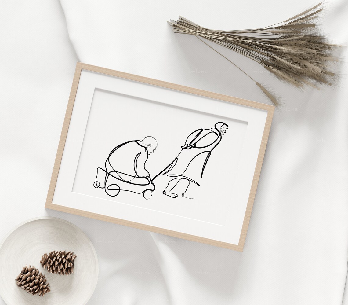 Elderly Couple One Line Drawing Minimalist Line Art Old lady | Etsy