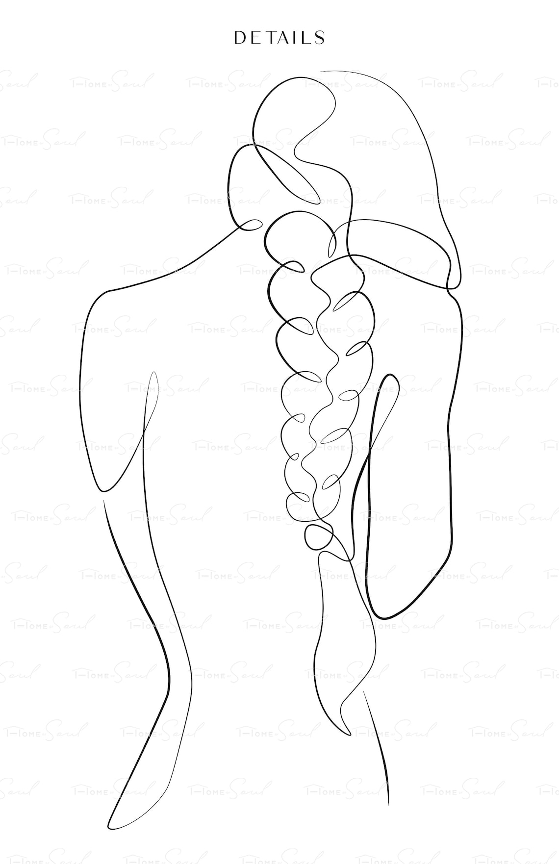 Woman Back Drawing, Female Art Print, One Line Art, Printable Wall Art ...
