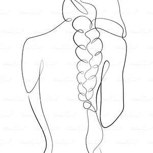 Woman Back Drawing, Female Art Print, One Line Art, Printable Wall Art ...
