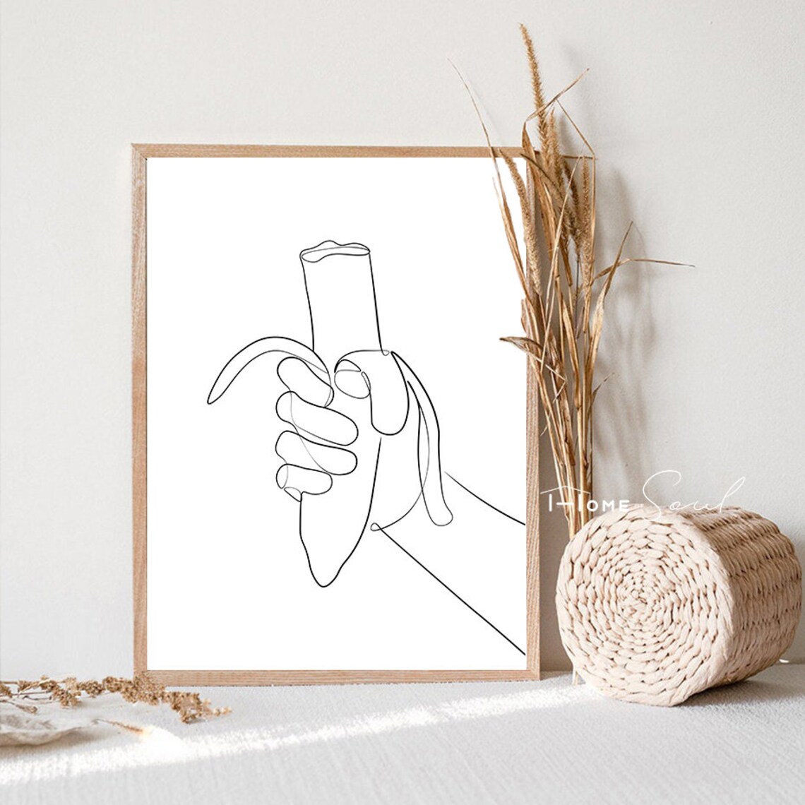 Holding Hand Art Poster Line Sketch Banana Hand Print - Etsy