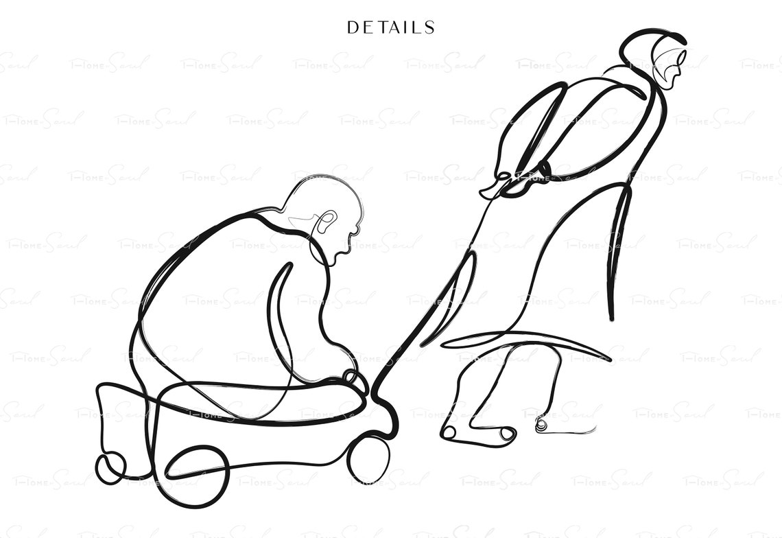 Elderly Couple One Line Drawing Minimalist Line Art Old Lady - Etsy