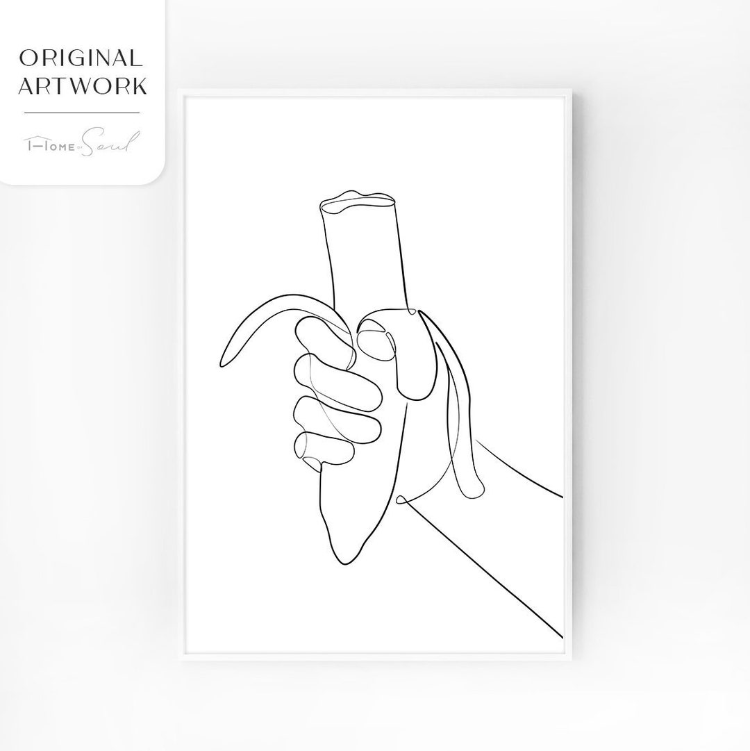 Holding Hand Art Poster Line Sketch Banana Hand Print - Etsy