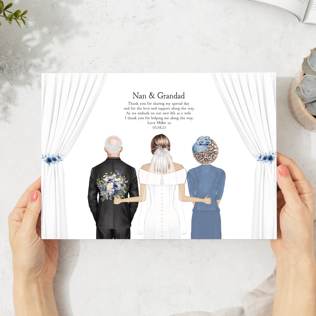 Grandparents of the Bride Print, Personalised Wedding Print, Wedding ...