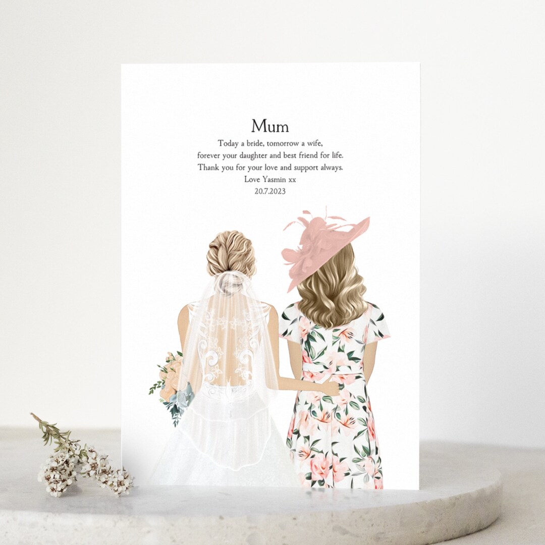 Mother of the Bride Print, Personalised Mom of Bride Gift, Mum Wedding ...