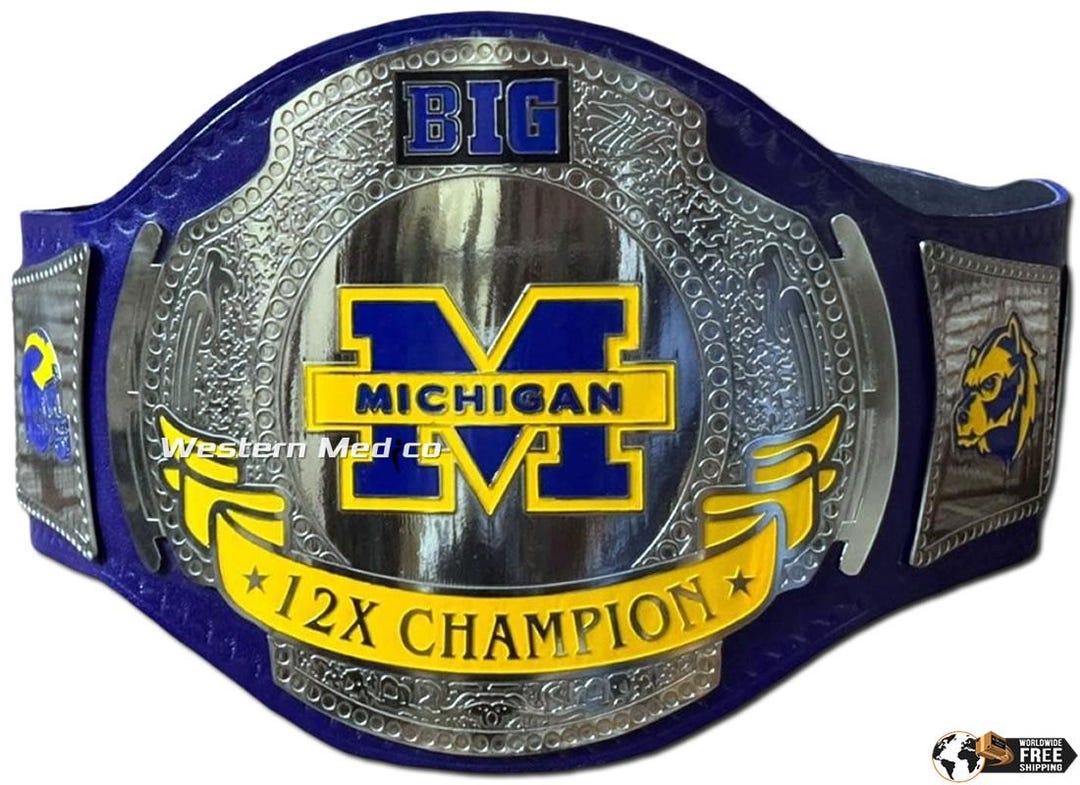 Michigan BIG 12X Championship Replica Belt: Adult Size Genuine Leather ...