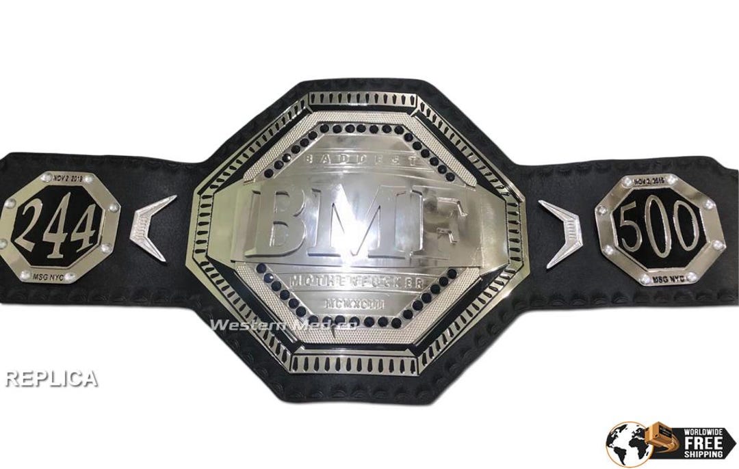 BMF Championship Replica Title Belt: Genuine Leather, Zinc Brass Plated ...