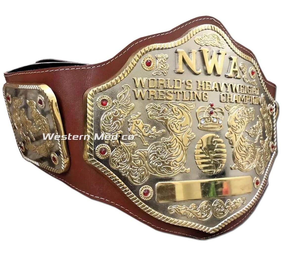 NWA Big Gold Title Championship Wrestling 8mm Belt Replica Genuine ...
