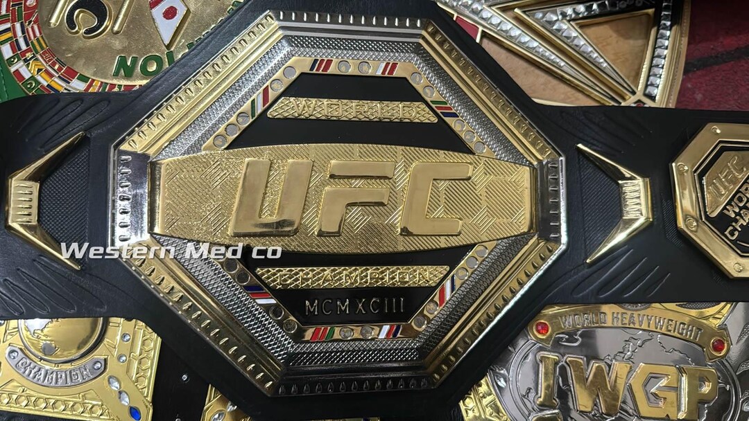 UFC Legacy Championship Replica Title Belt: Genuine Leather, Golden 3d ...