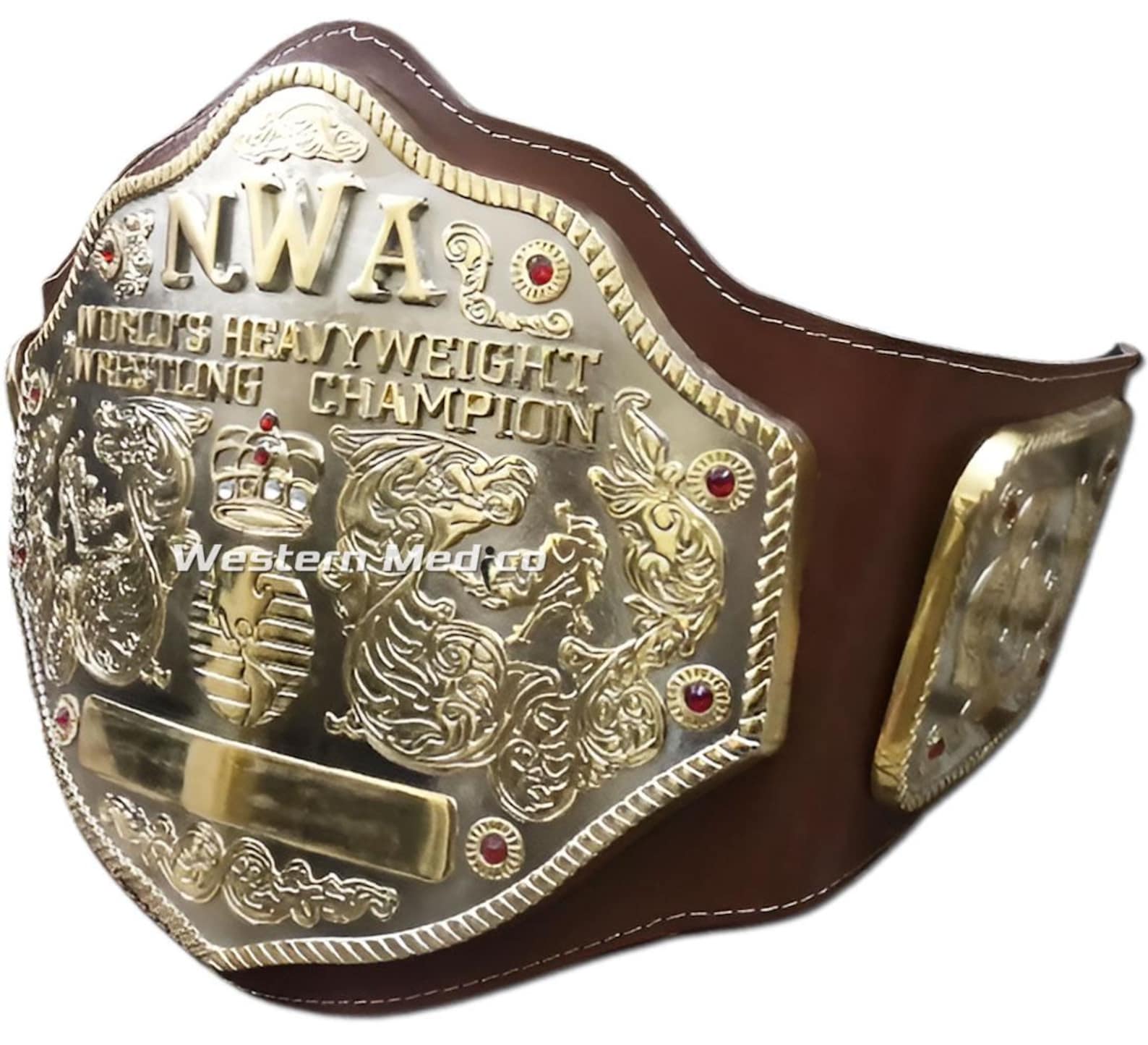 NWA Big Gold Title Championship Wrestling 8mm Belt Replica Genuine ...