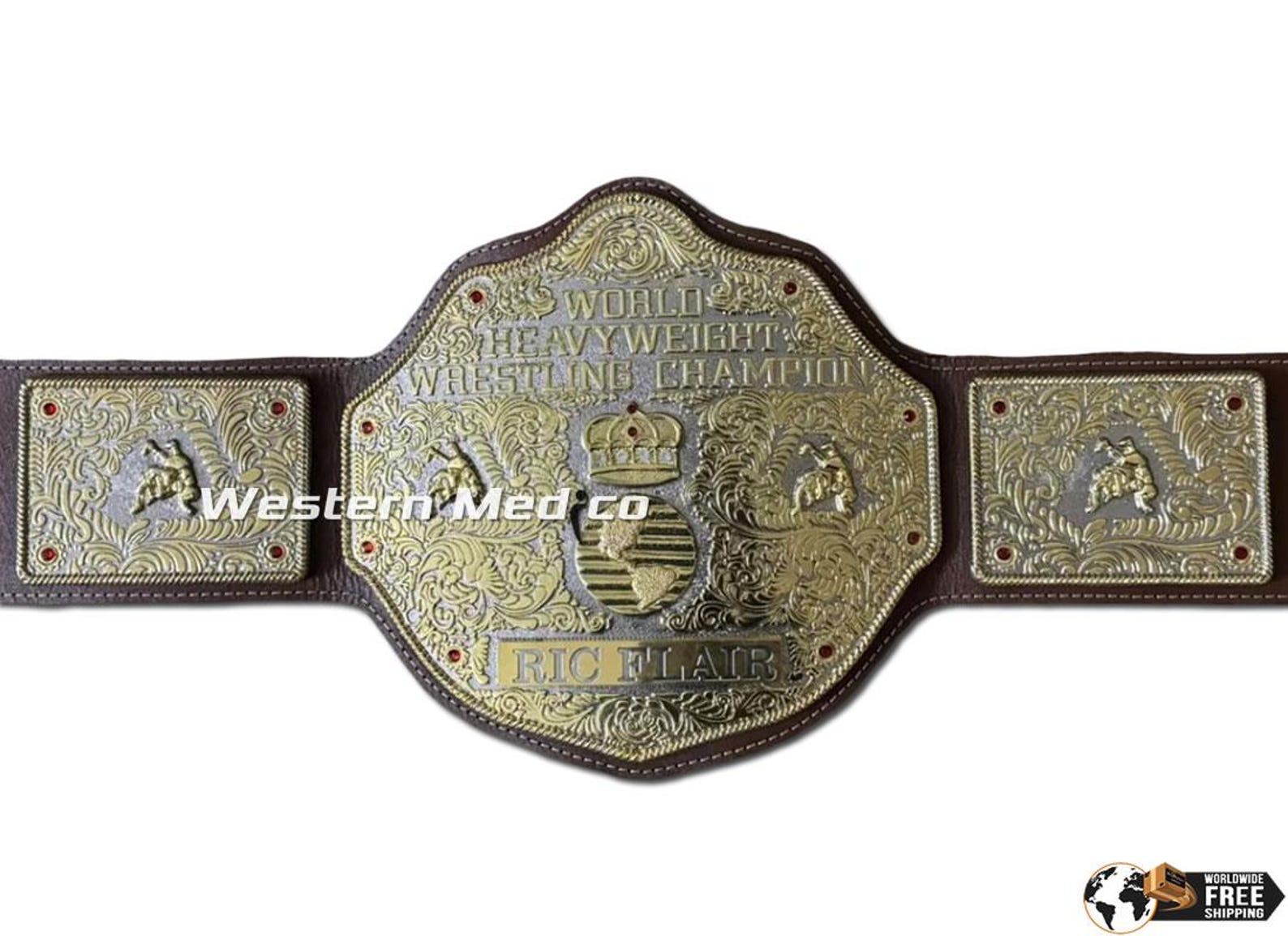 BIG GOLD World Heavyweight Championship Replica Dual Plated Tittle Belt ...