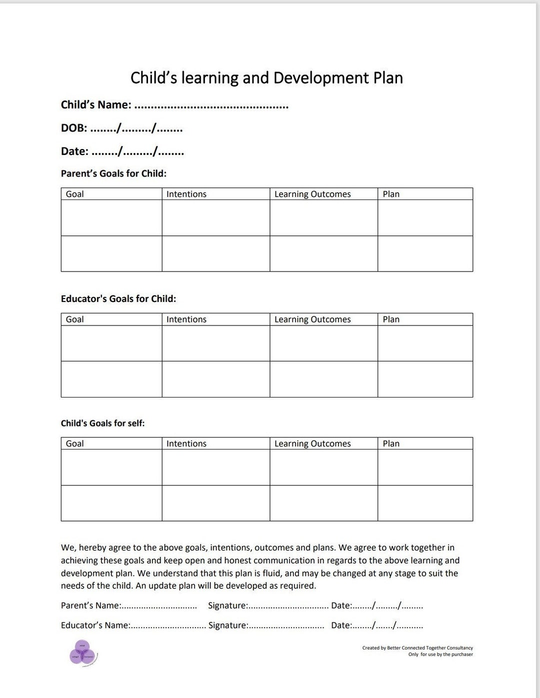 Child's Learning and Development Plan - Etsy