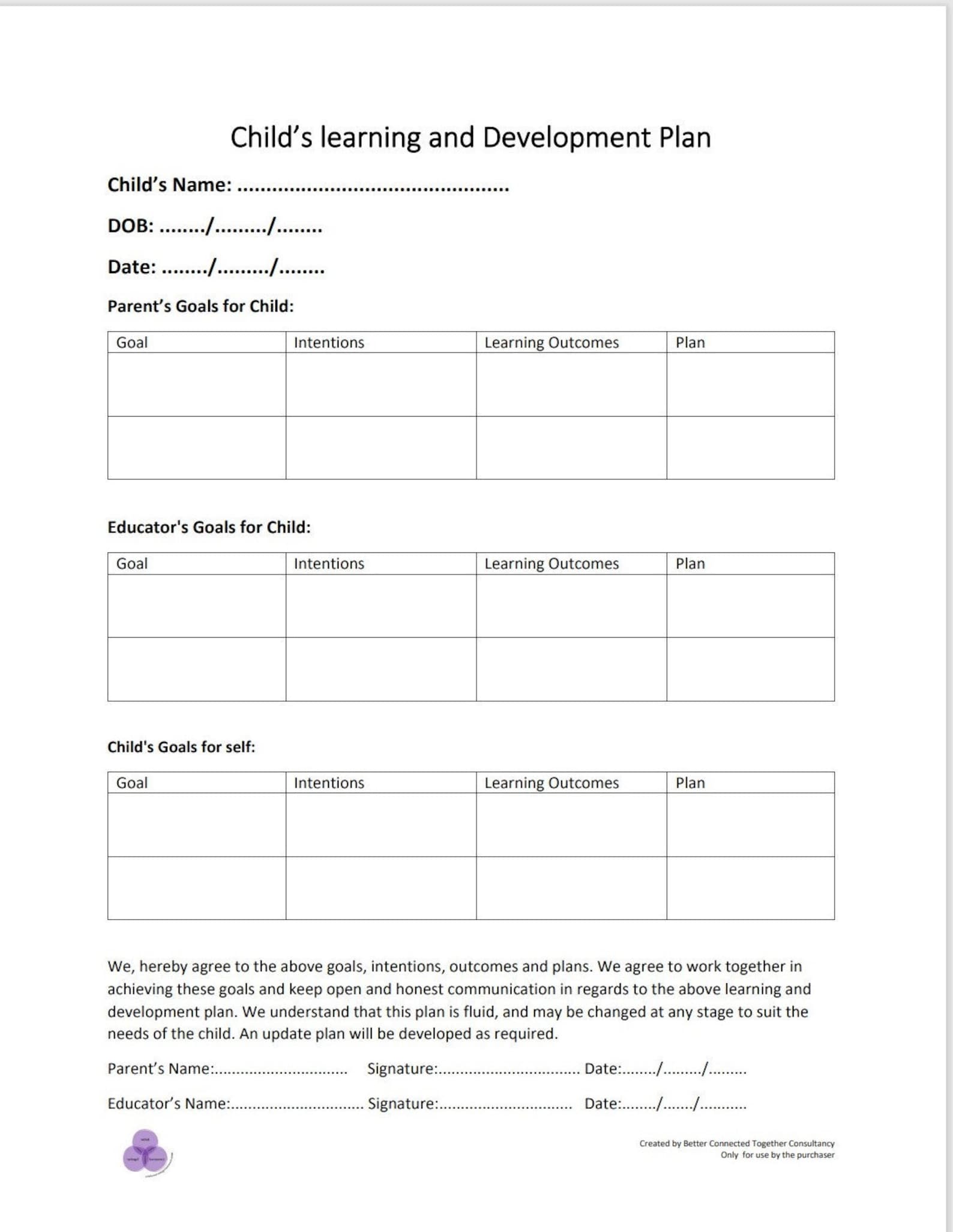 Child's Learning and Development Plan - Etsy