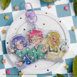 Llaveros De Estrellas Holográficas PK Psychic Trio De Saiki K ...