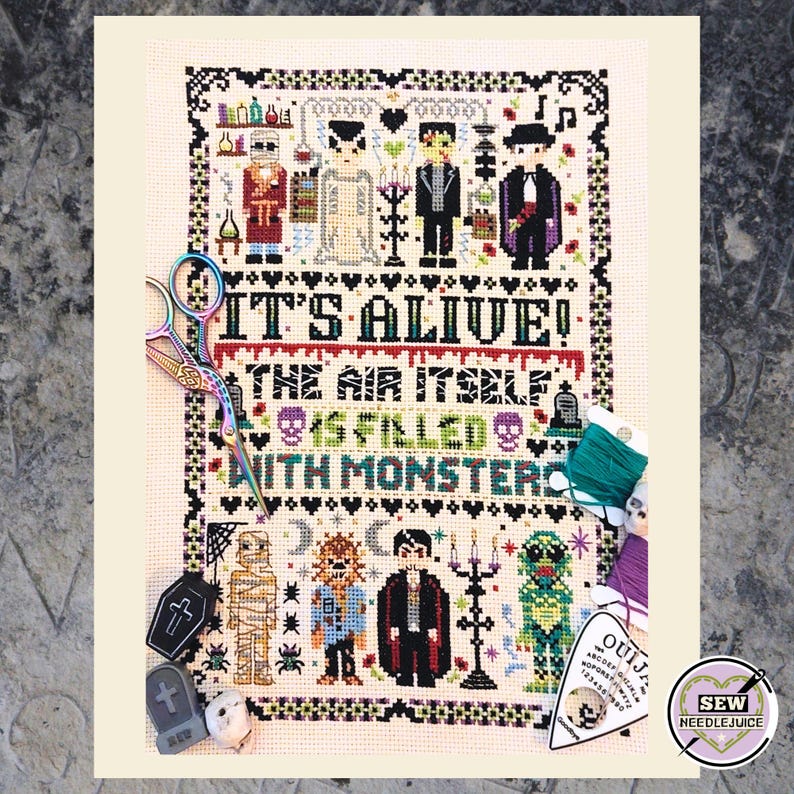 Classic Monsters Horror Movie Cross Stitch Pattern PDF Instant Digital ...