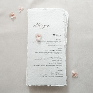 Handmade Paper Wedding Menu Cards, Personalised Wedding Dinner Menu ...