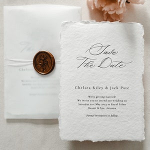 Minimal Save the Date Cards, Handmade Paper Save the Date Wedding ...
