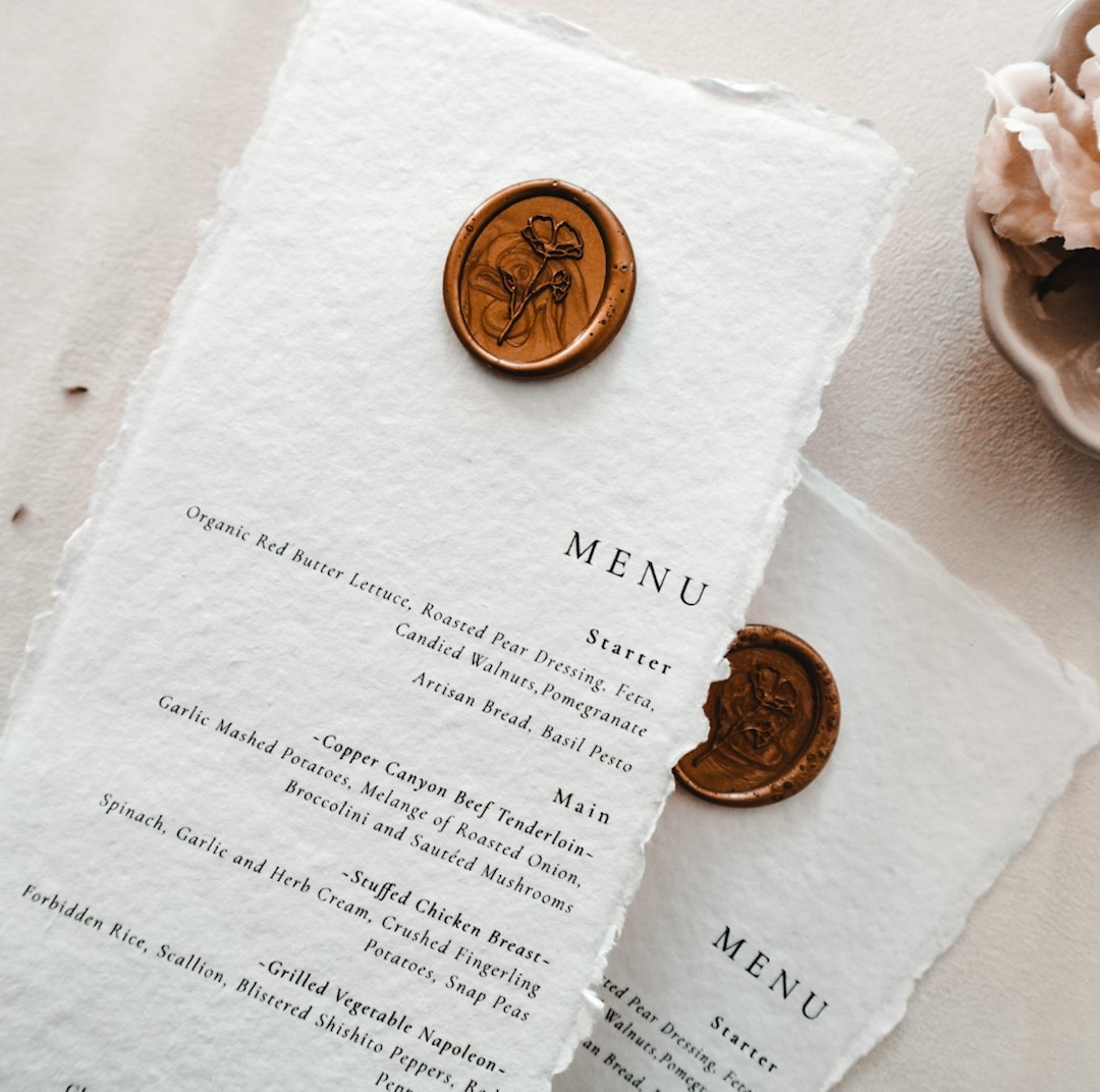 Handmade Paper Wedding Menu - Etsy