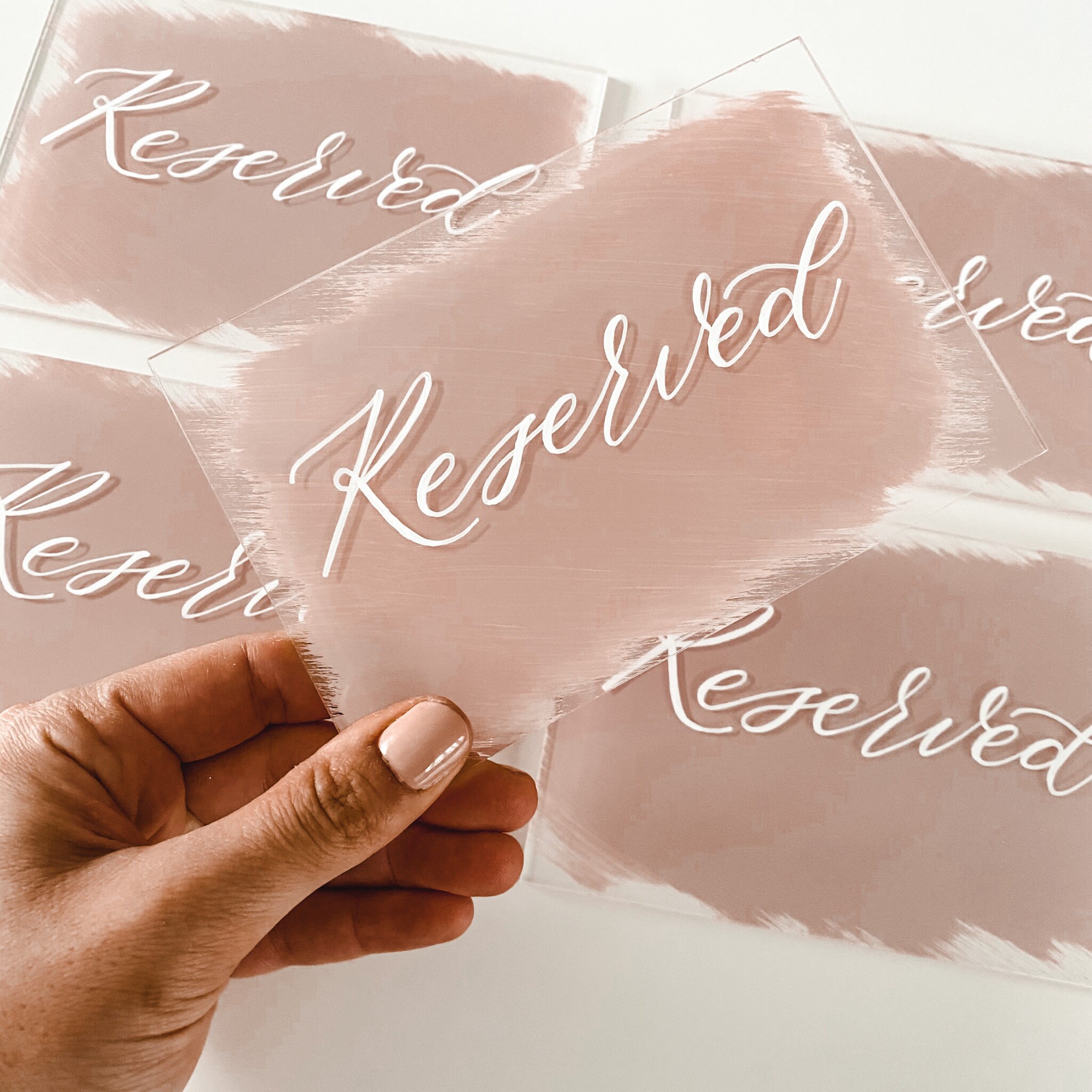 Sage Green Wedding Table Reserved Signs With Stand Clear - Etsy