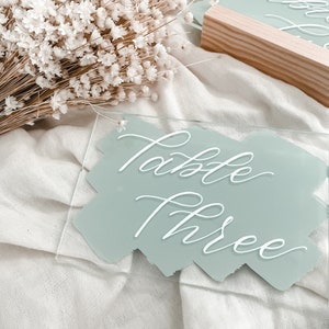 Sage Green Acrylic Wedding Table Numbers With Stand | Wedding Number ...