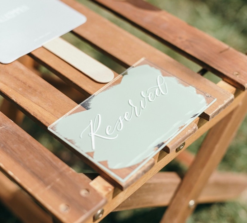 Sage Green Wedding Table Reserved Signs With Stand Clear - Etsy