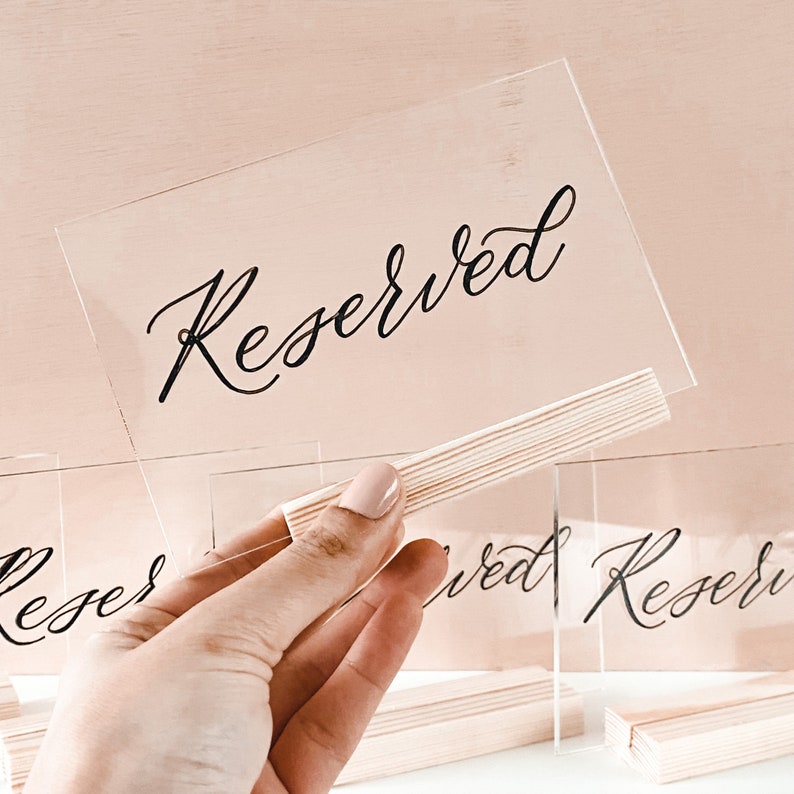 Sage Green Wedding Table Reserved Signs With Stand Clear - Etsy