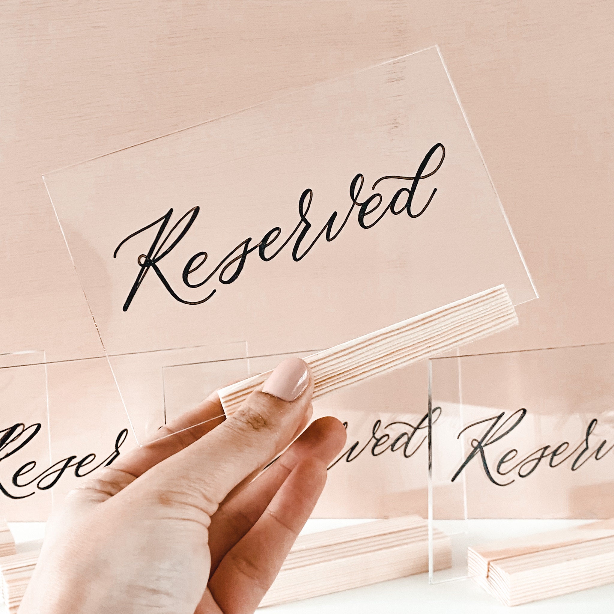 Sage Green Wedding Table Reserved Signs With Stand Clear - Etsy