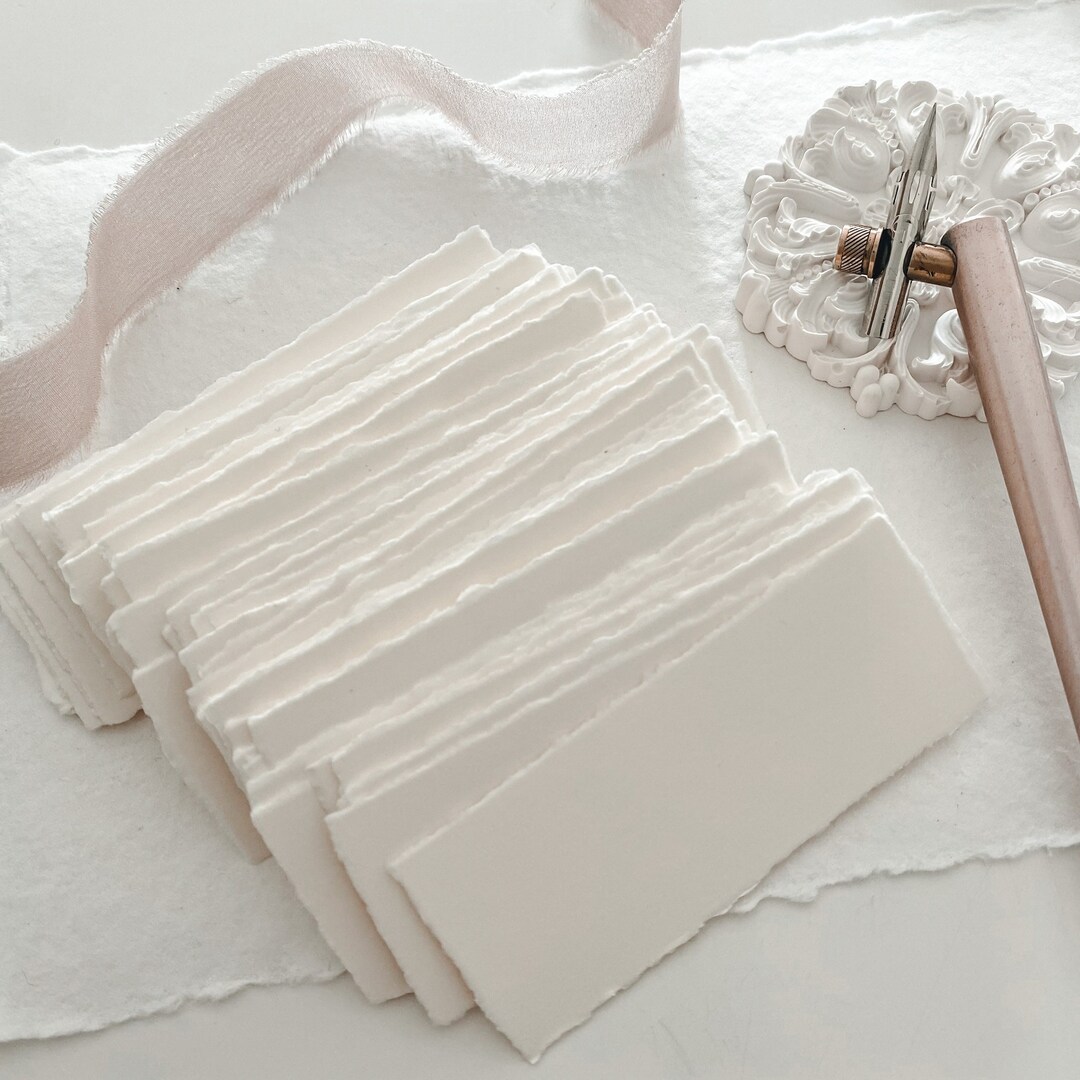 Blank Deckled Edge Ivory Place Cards, Smooth Ivory Cards, Calligraphy ...