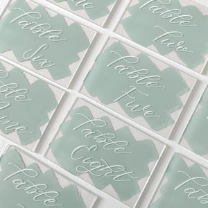 Sage Green Acrylic Wedding Table Numbers With Stand | Wedding Number ...