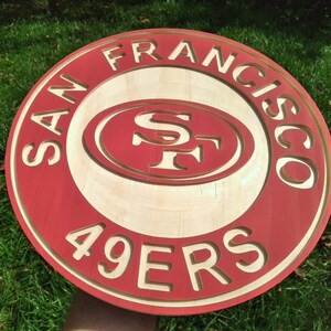 San Francisco 49ers Round Hybrid Painted/natural Wood Grain Engraved ...