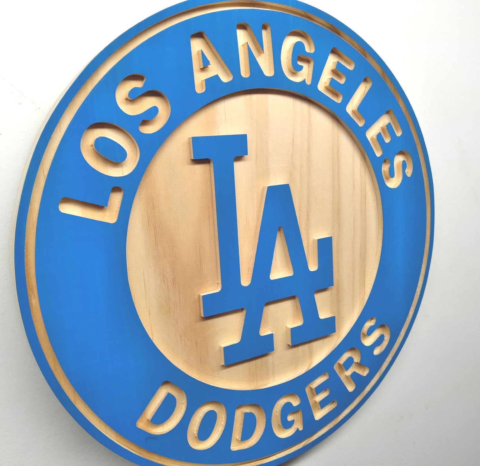 Los Angeles Dodgers LA Logo Round Engraved and Hand Painted - Etsy