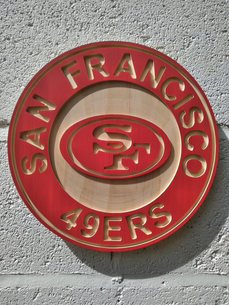 San Francisco 49ers Round Hybrid Painted/natural Wood Grain - Etsy
