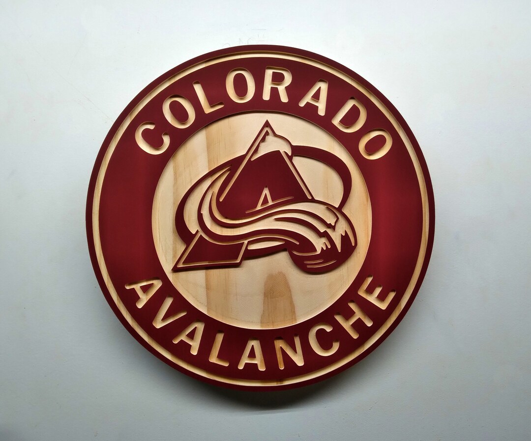 Colorado Avalanche Carved Wood Wall Hanging Sign (11 Inch Round Hybrid ...